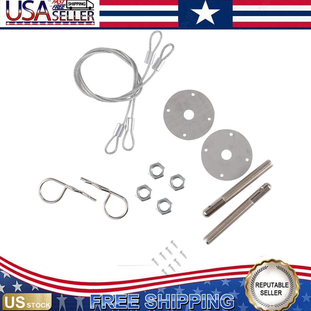 Stainless Steel Hood Pin Kit Universal Mount Hood Pin Plate Bonnet Lock ...