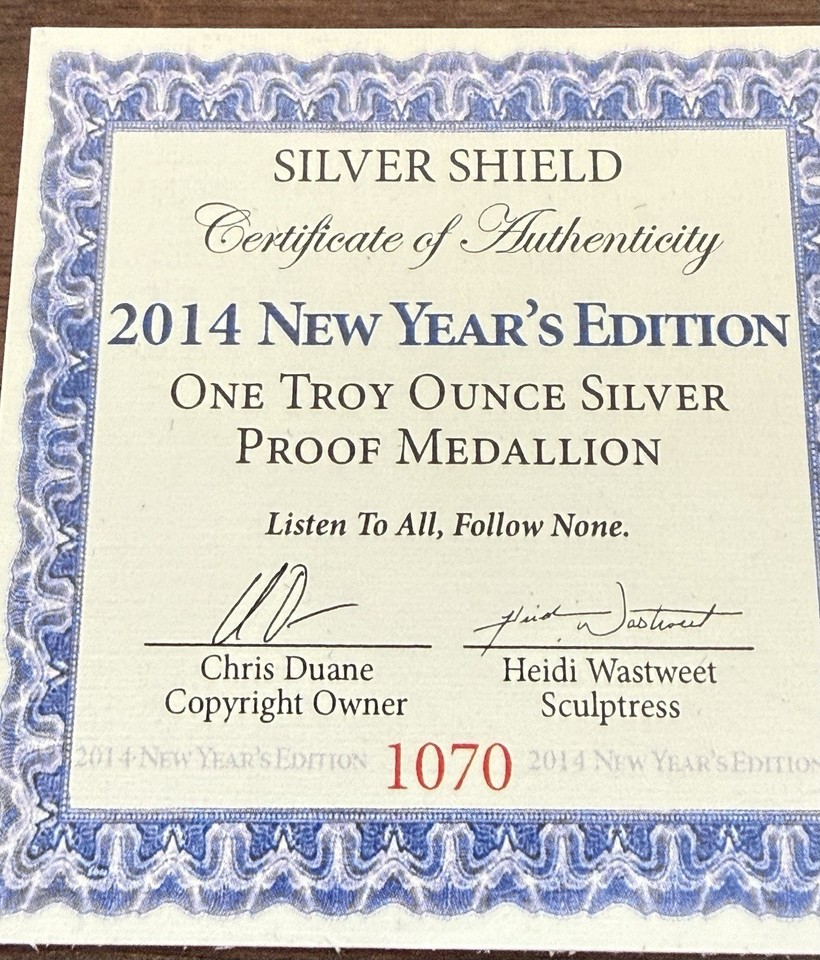 1 214 1 OZ 99.9% Silver Shield Proof Medallion | eBay