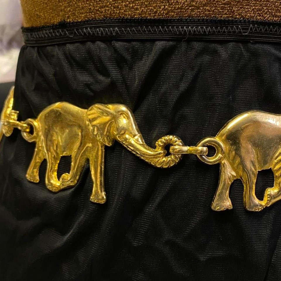 Vintage Festival Y2K Retro Novelty Gold Tone Elephant Chain Belt Anne ...