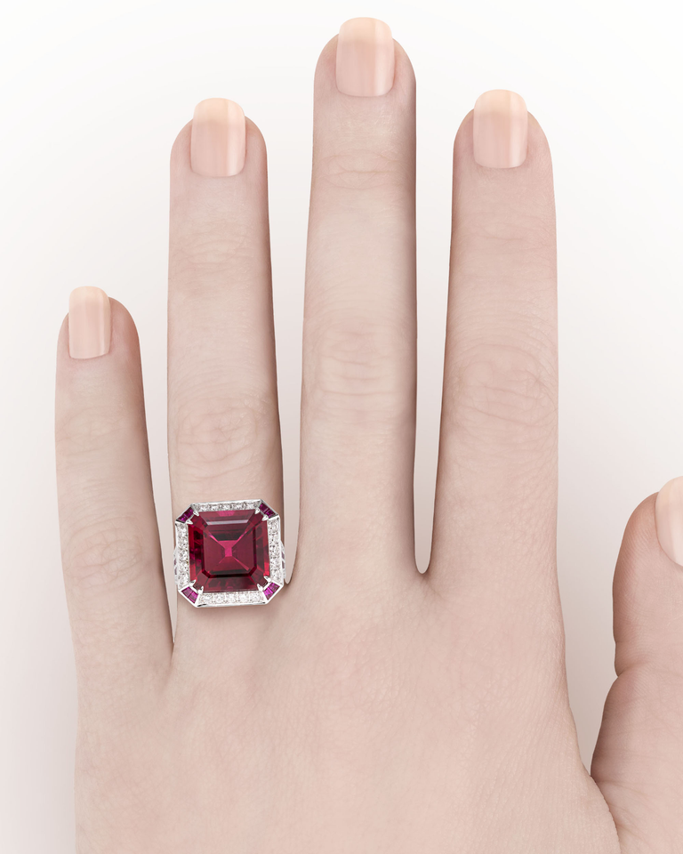 Lab Created 17 CT Ruby Asscher Cut Women's Engagement Rubellite Ring 935 Silver | eBay