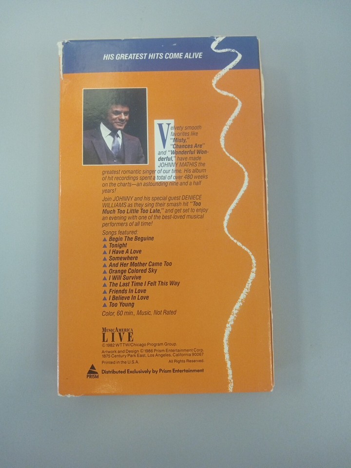 Johnny Mathis in Concert (VHS, 1991) 86625940136| eBay