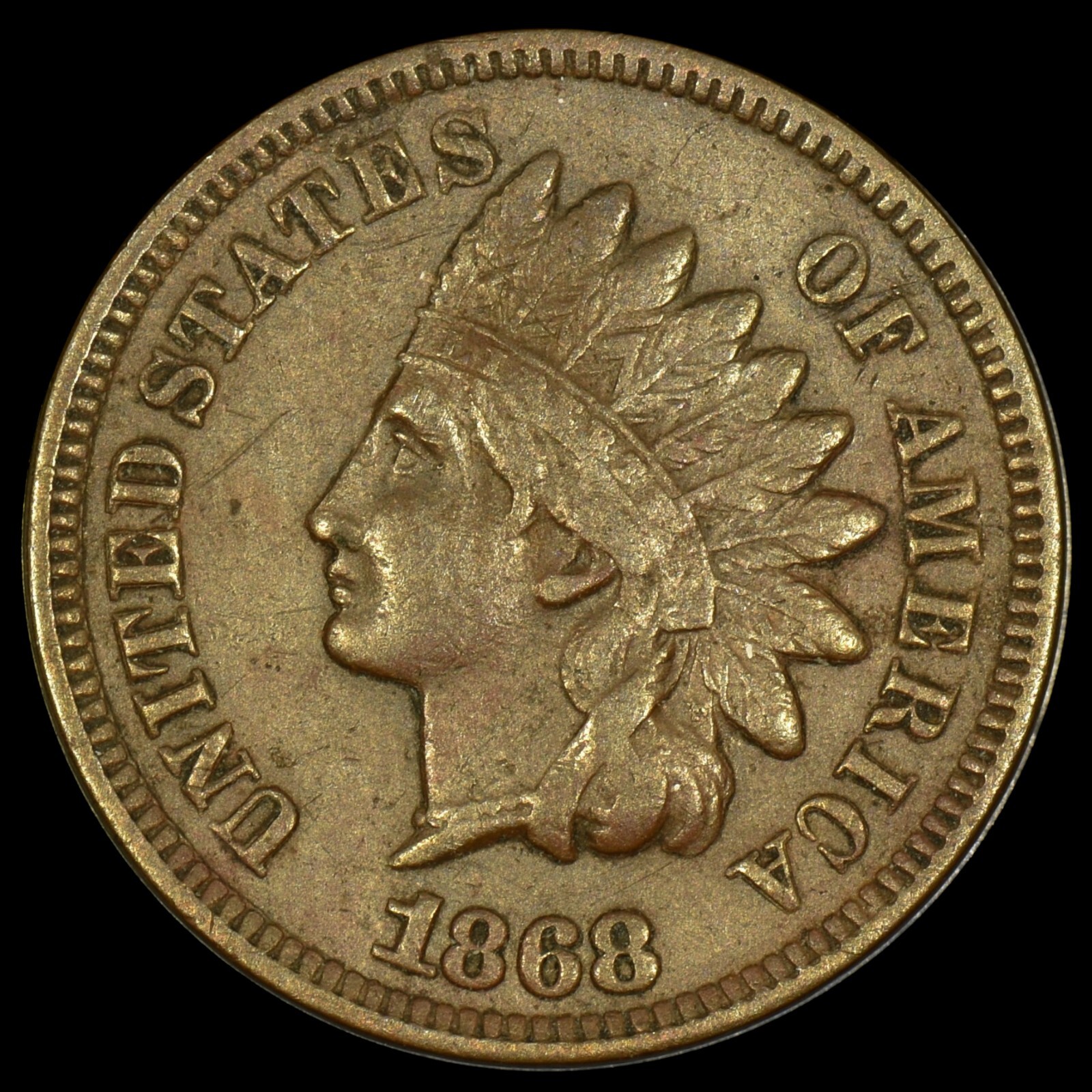 1868 INDIAN HEAD CENT XF EXTRA FINE 1C PENNY COIN SCARCE DATE B TRUSTED ...