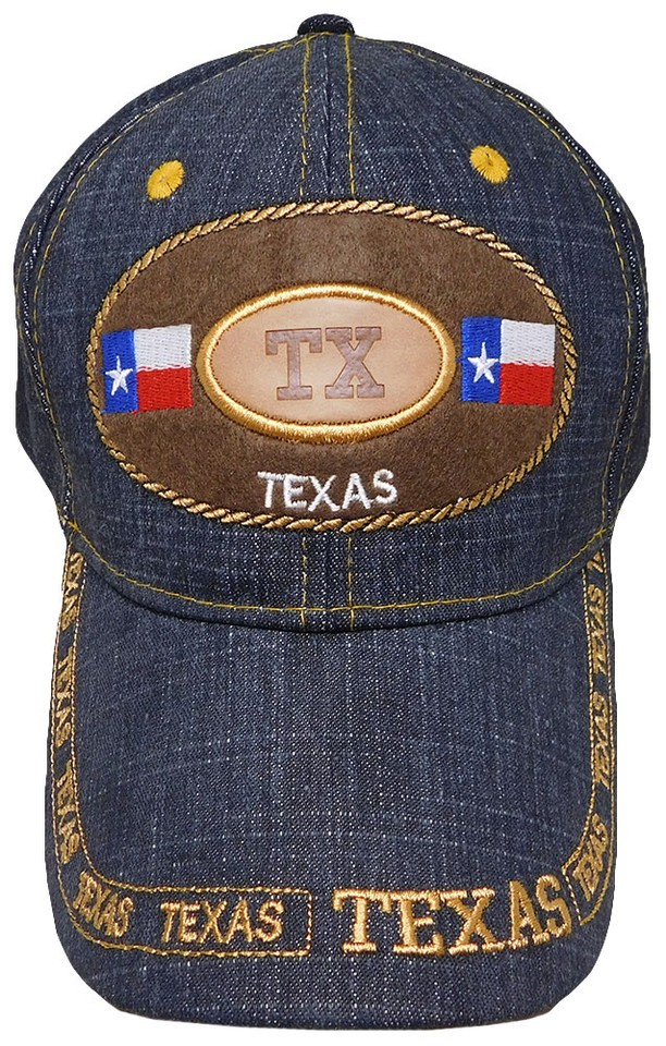 State of Texas Seal Blue Jean Style Acrylic TX Flags Embroidered Cap ...