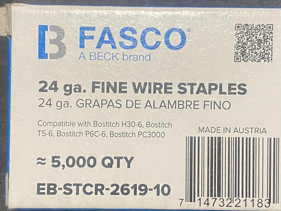 (4) Fasco EB-STCR-2619-10 7/16" Staples BOSTITCH H30-6 T5-6 P6C-6 5000 ...