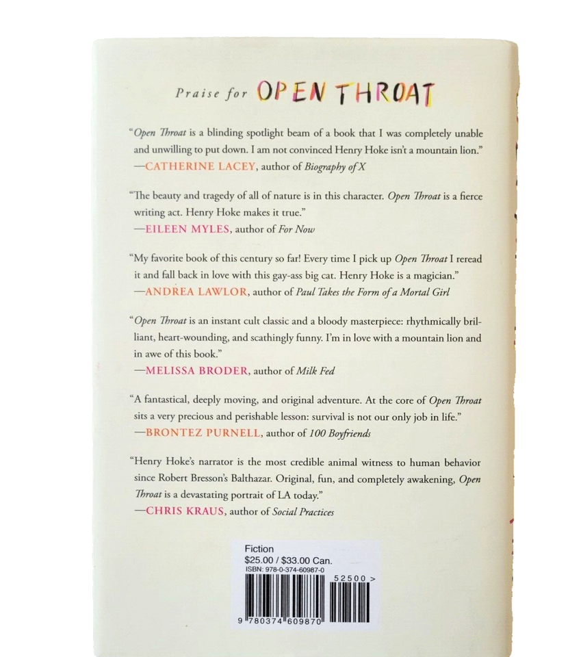 Open Throat : A Novel by Henry Hoke (2023, Hardcover) 9780374609870 | eBay