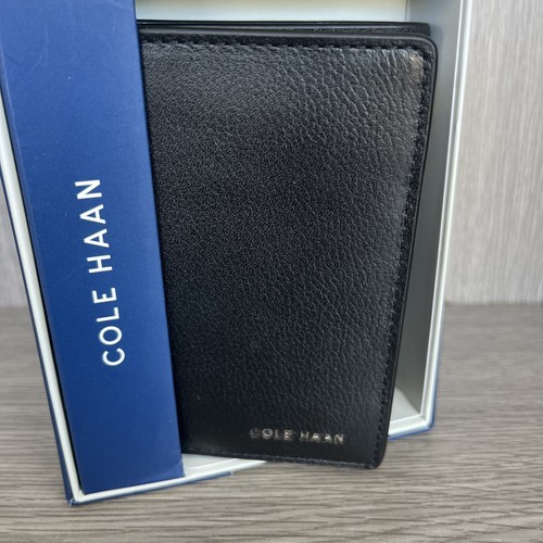NEW Cole Haan Men's Pebbled Leather Bifold Wallet Black RFID In Gift ...