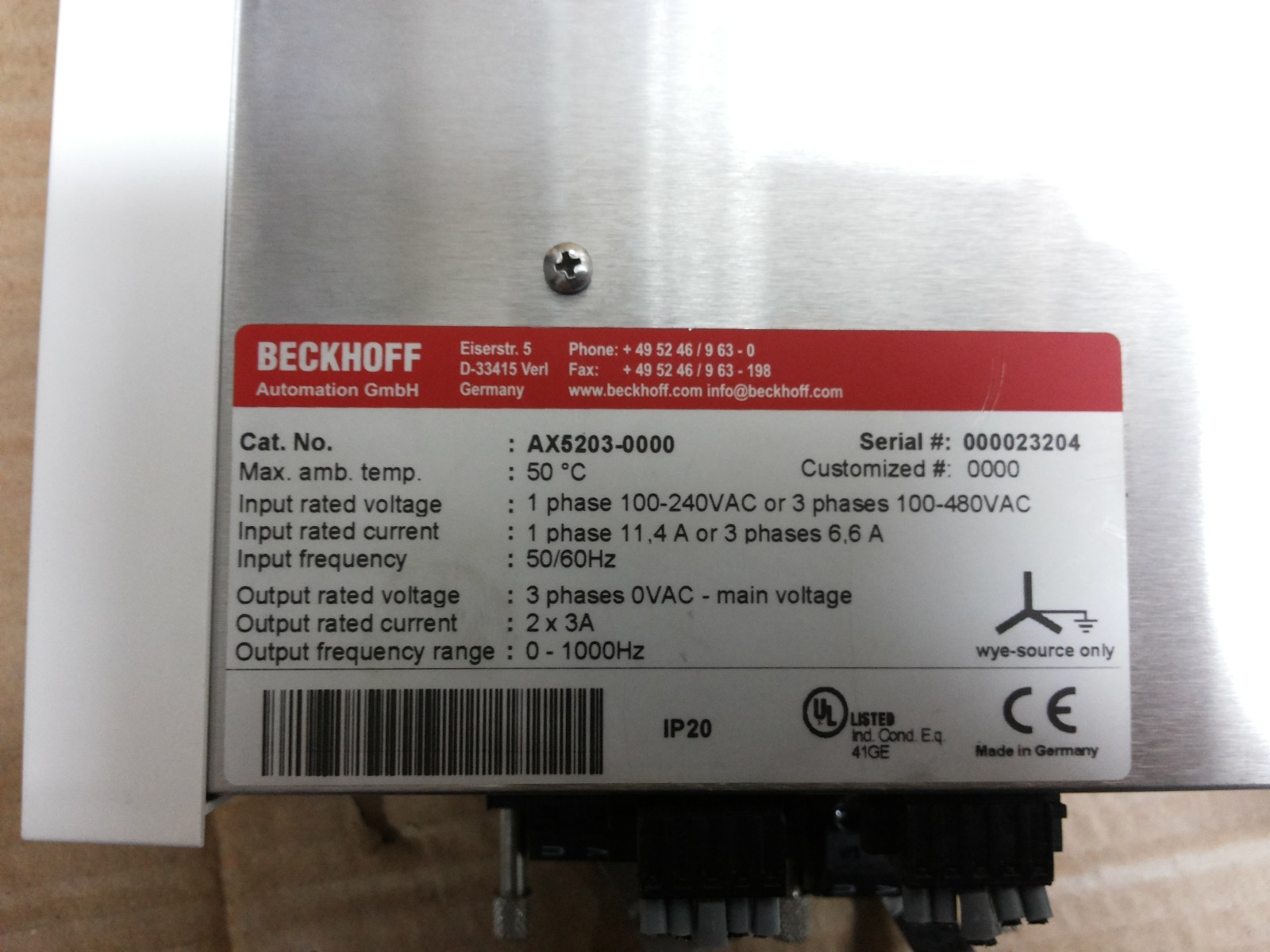 BECKHOFF AX5203 Digital Compact Servo Drive + TwinSAFE AX5801 | eBay UK