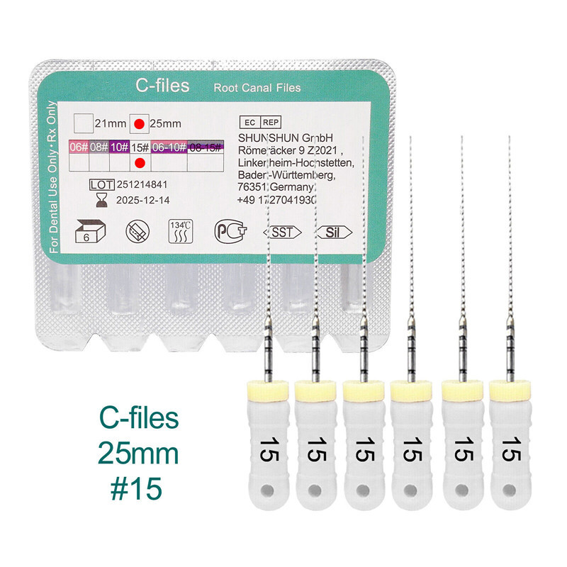 6 Pcs/Pack Dental 21/25mm C-Files Endo Root Canal File Stainless Steel ...