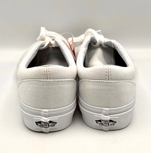 Vans 721356 Old Skool CANVAS Low Top Skate Sneakers Shoes WHITE Mens ...