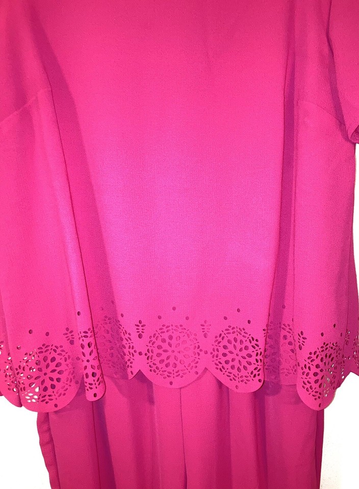 Jumpsuit Kate & Mallory Raspberry Pink Scalloped Hem Top Lined Size ...