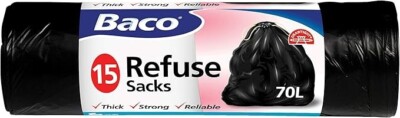 Baco Refuse Sacks - 15 Bags - 70L - 80cm x 130cm | eBay UK