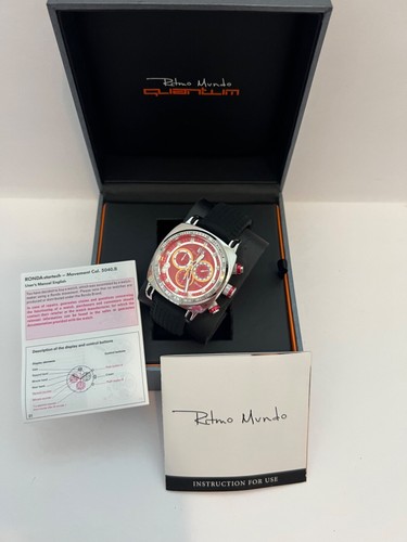 Ritmo Mundo 2221 Racer Oscar Chronograph Stainless Steel Red Dial Mens ...