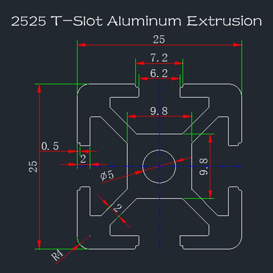 1010/10 Series 1 Inch x 1 Inch T Slot Aluminum Extrusion (25mmx25mm ...