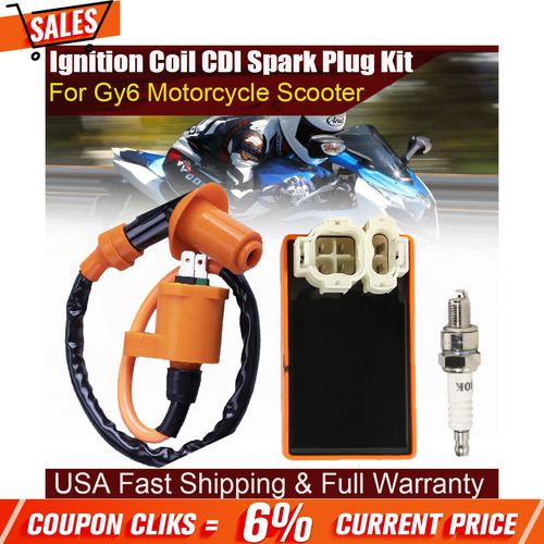 Ignition Coil CDI Spark Plug Kit fit for Gy6 Motorcycle Scooter ATV 50 ...