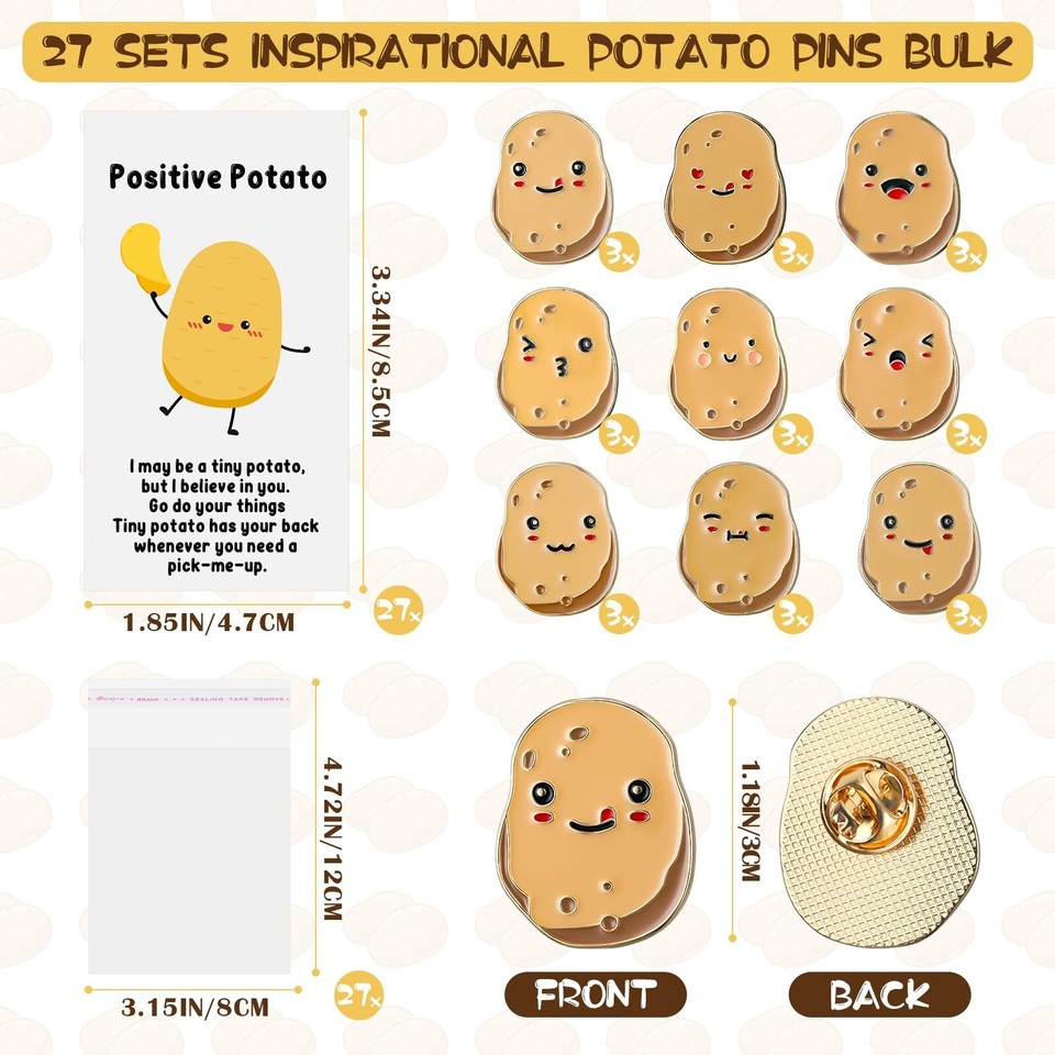27 Sets Potato Pins Employee Coworker Appreciation Gifts Bulk Thank You ...