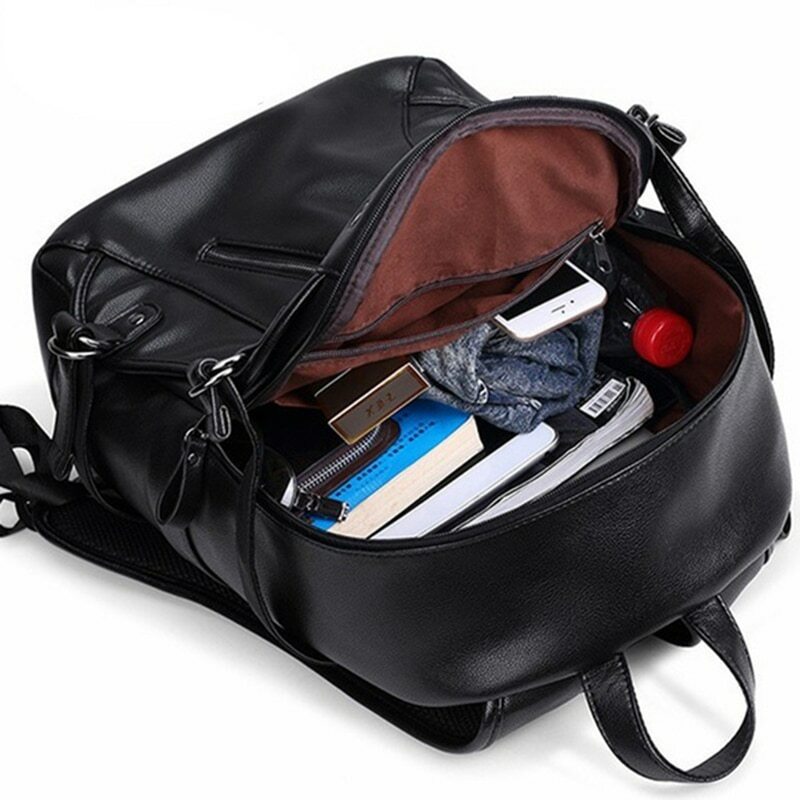 Waterproof Leather Backpack Men Travel Hiking Laptop School Bag | eBay