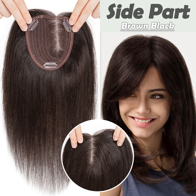 Clip in Remy 100% Human Hair Topper Toupee Women Hairpiece Wiglets 150% ...