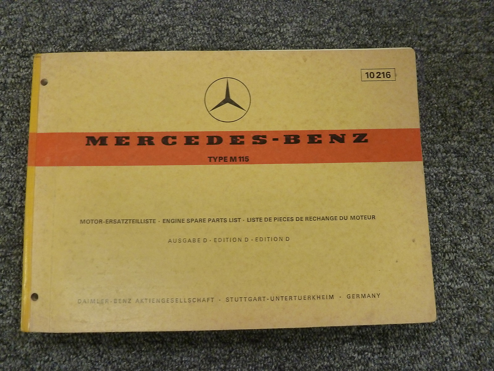 1968 1974 1975 1976 Mercedes Benz M115 Engine in 200 220 Parts Catalog ...