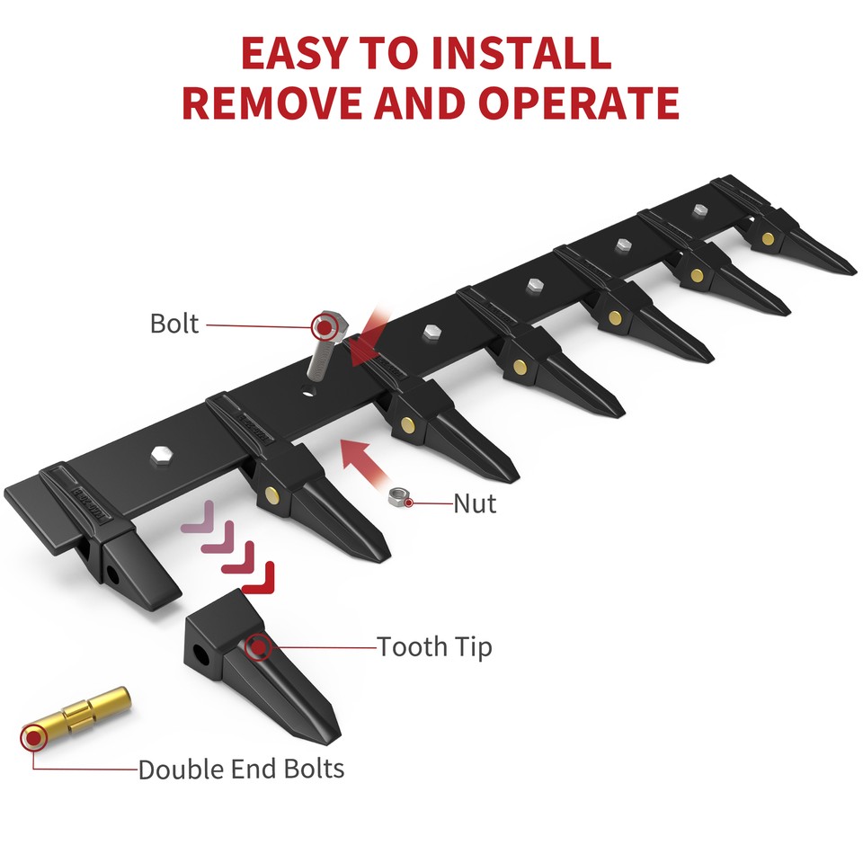48" 60" 66" 72" Bucket Tooth Kit for Loader Bucket Tractor Protection ...