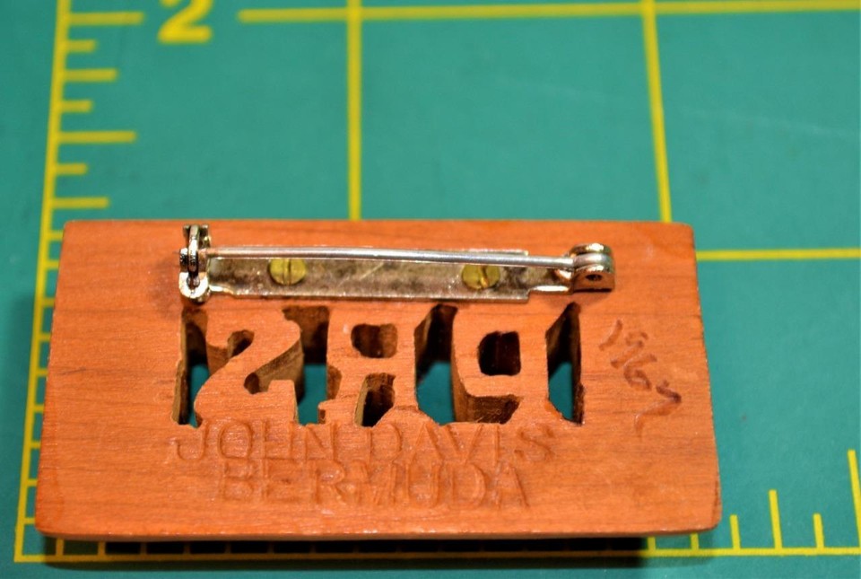 Vintage Signed JOHN DAVIS BERMUDA Wooden Carved PRS Pin Brooch | eBay