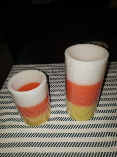 Set of 2 LED CANDY CORN flameless Candles NEW 3x4 And 3x6 Halloween ...
