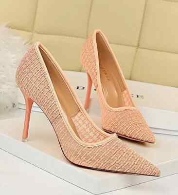 decolte scarpe donna eleganti comode rosa cipria 9 cm pelle sintetica ...