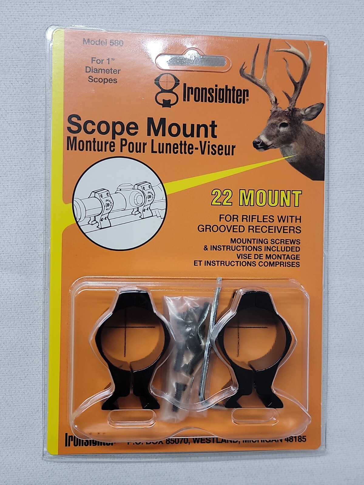 Ironsighter 1" Scope rings for .22 Caliber rifles with grooved ...