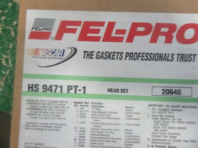 NEW FEL-PRO HEAD GASKET SET (PN HS 9471 PT-1) | eBay