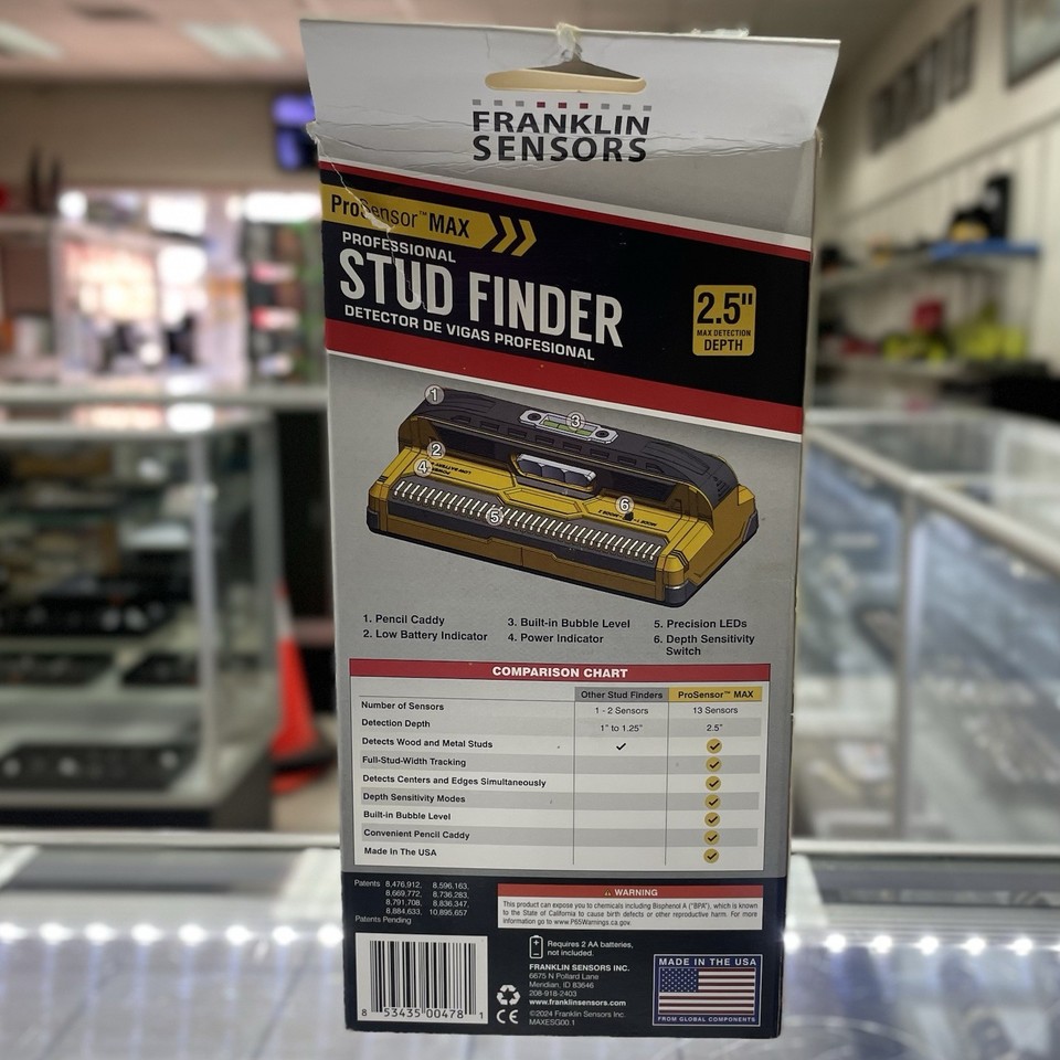 Franklin Sensors ProSensor MAX Stud Finder Detector w/13-Sensors - Wood ...