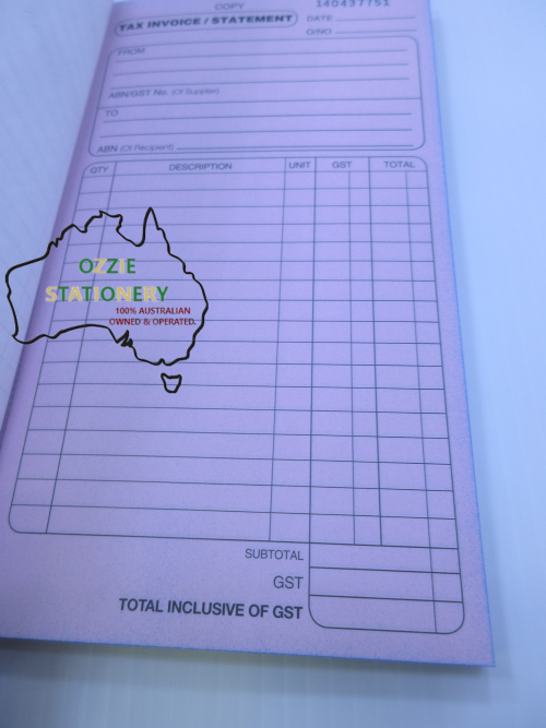 1 x Tax Invoice & Statement Book Triplicate Carbonless 200x125mm 50LF ...