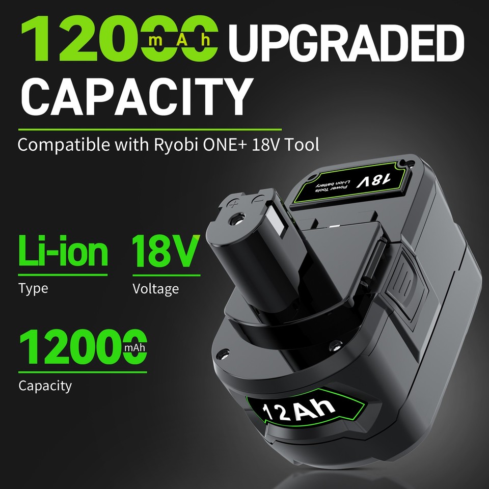 For Ryobi P108 18V High Capacity Battery 18Volt P102 P105 P109 P122 ...
