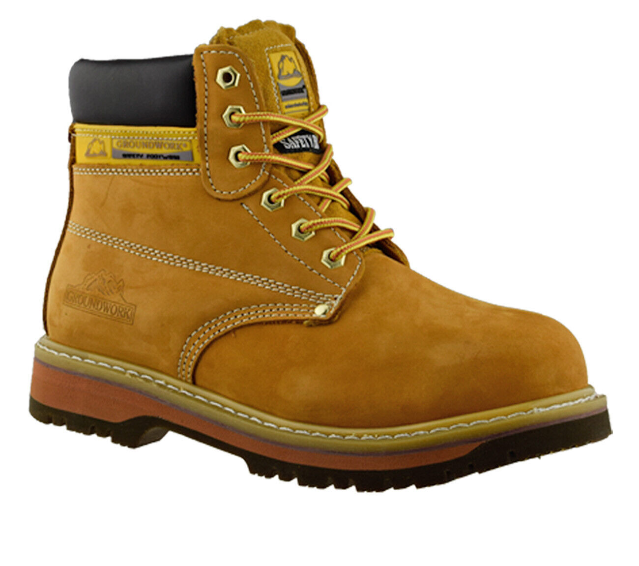 Mens Leather Groundwork Safety Steel Toe Cap Work Lace Up Ankle Boots ...