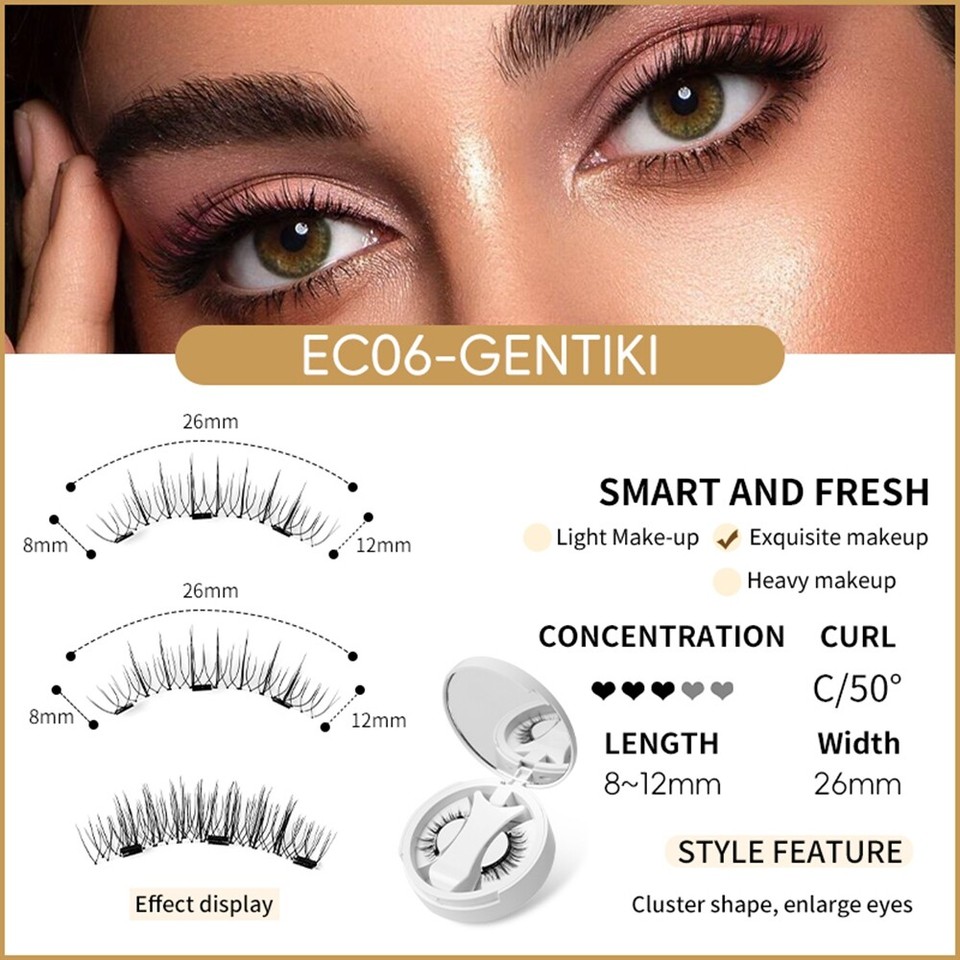 3D Magnetic False Eyelashes Kit Reusable Fake Eyelashes Helper Eyelash ...