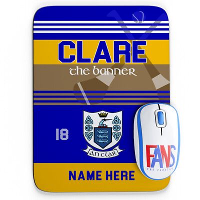 Personalised Clare Mouse Mat GAA Football Gaelic Office Work Pad PC ...