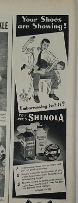 1948 Shinola black white shoe polish man spanking boy vintage ad | eBay