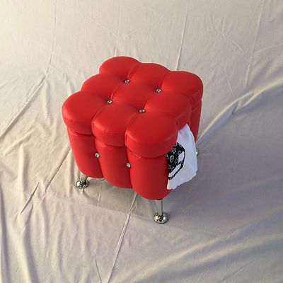RED VANITY MAKEUP CHAIR SEAT FOOT STOOL DIAMOND STUD STORAGE A2131 | eBay