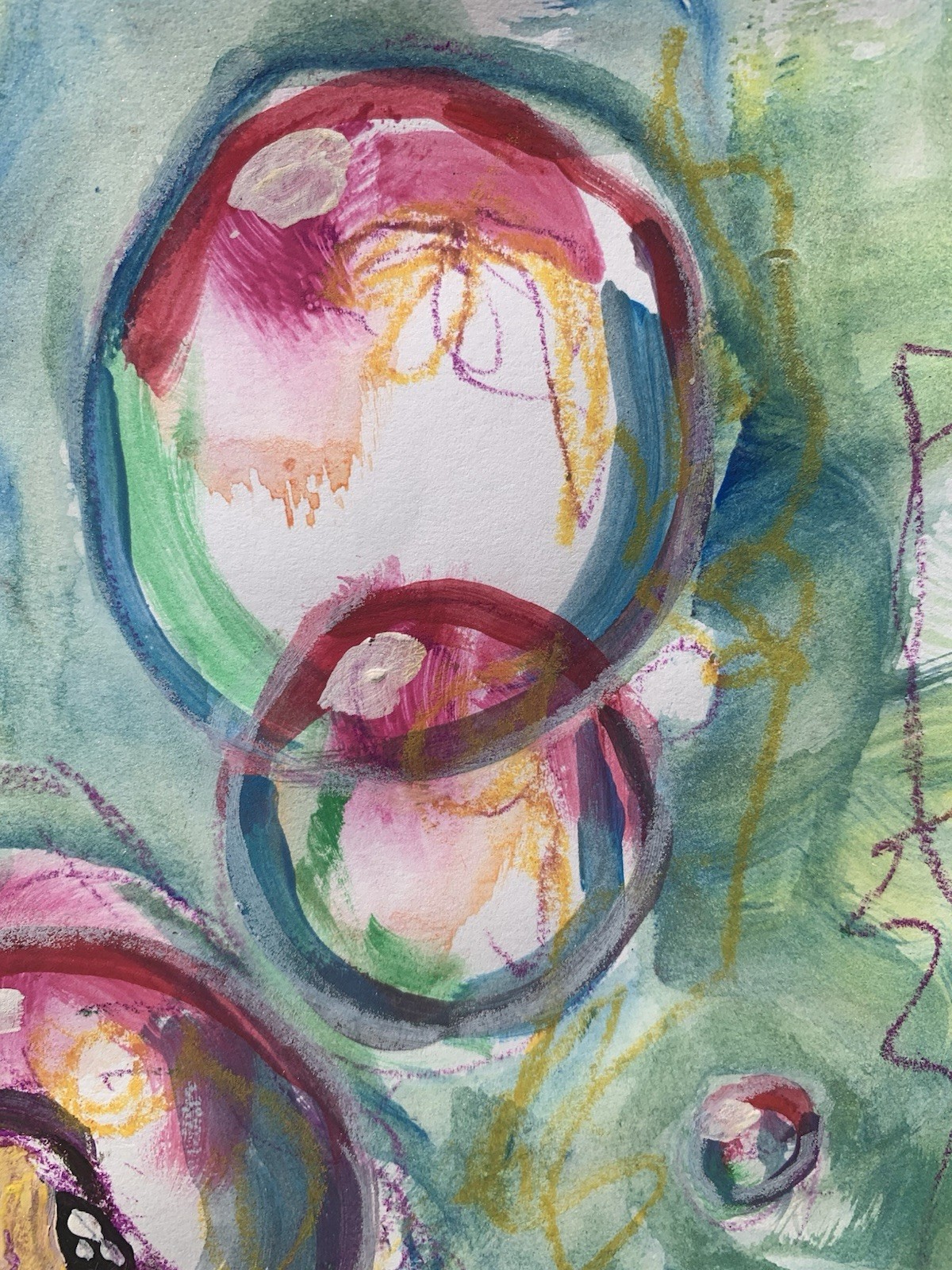 Signed Abstract Modern “Duck with Bubbles” Painting Print, Unframed | eBay