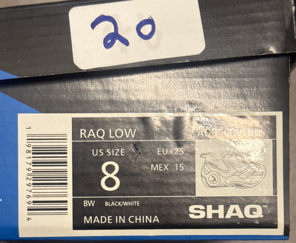 SHAQ RAQ Low Kids Basketball Shoes Black White Size 8 EU25 MEX15 ...