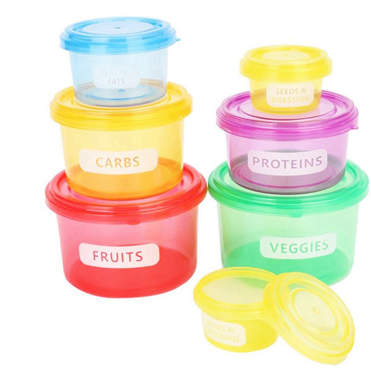 7 Pieces Portion Control Containers Food Storage Meal Prep Container ...