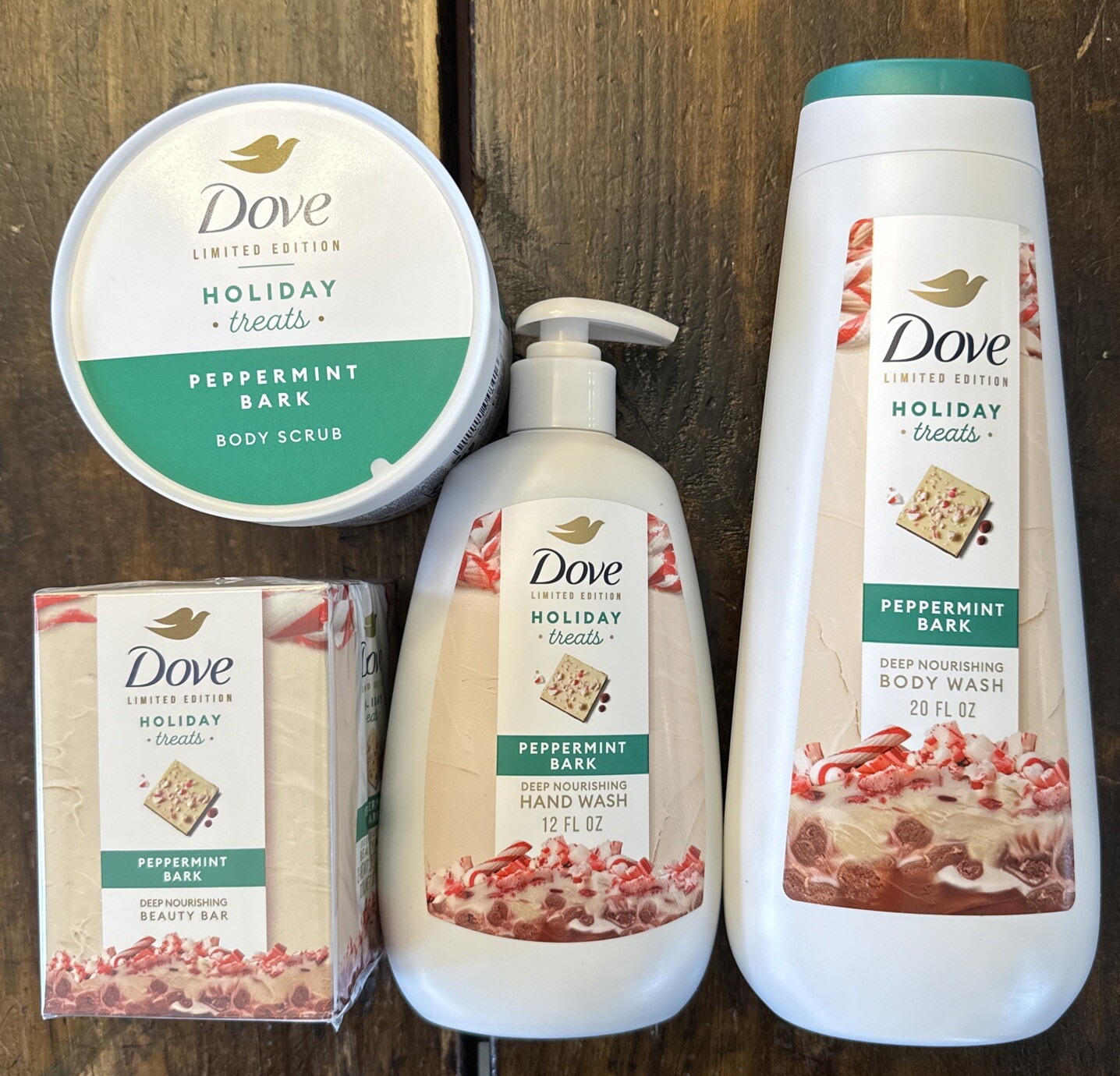 Set of 4 Dove Holiday Treats - Peppermint Bark - Body Wash Hand Wash ...
