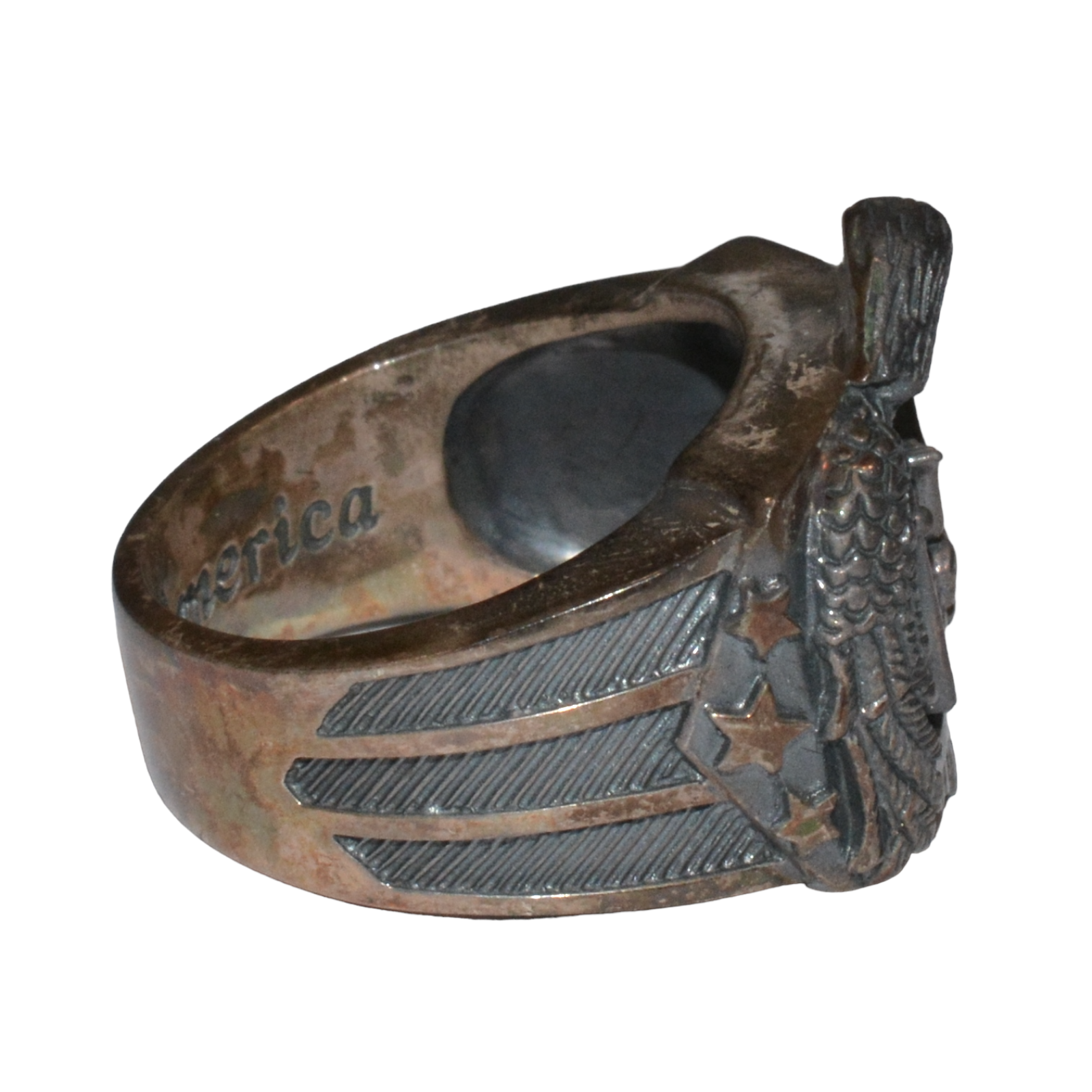 BGE God Bless America Sterling Silver Black Onyx Eagle Ring! Size 11.75 ...