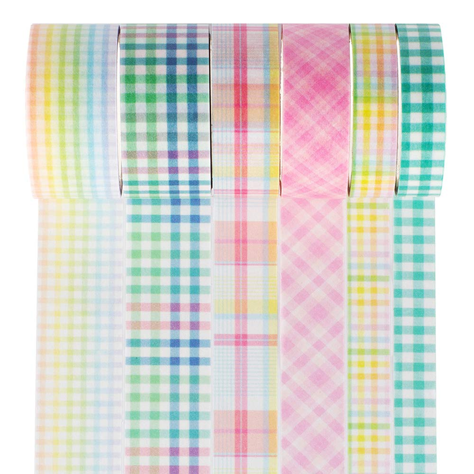 6 Rolls Plaid Washi Tape Set Basic Grid Masking Decorative Tapes for ...