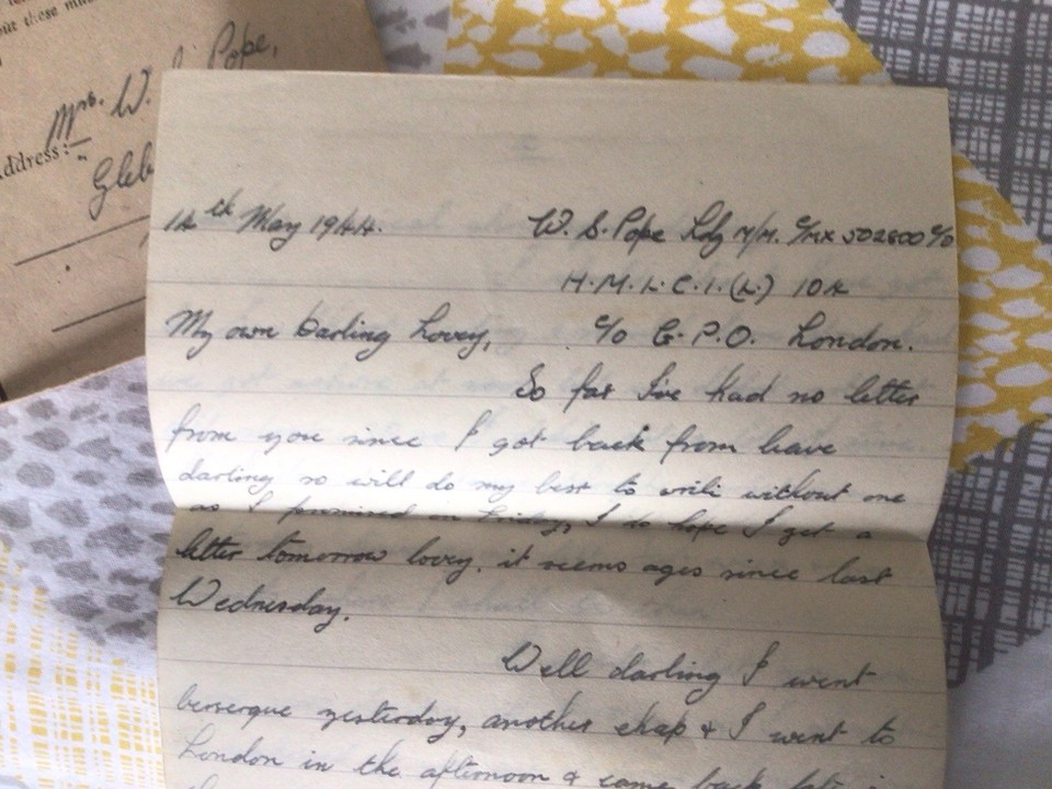 SEVERAL ORIGINAL ROYAL NAVY SAILORS LETTERS HOME 1944 W WAR 2 LANDING ...