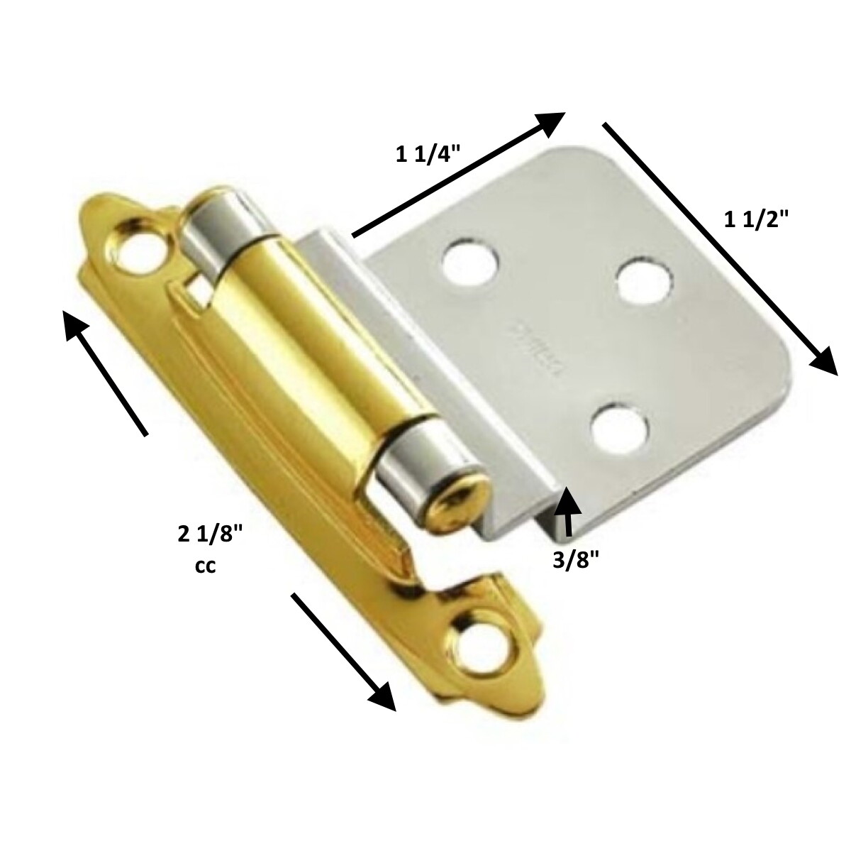 Pair of Hickory Hardware Chrome 3/8" Inset Self-Closing Cabinet Hinges ...