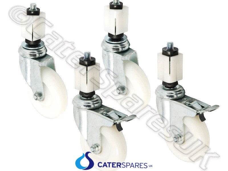 4 X HEAVY DUTY NYLON 100MM SWIVEL WHEEL CASTOR 40MM SQUARE LEG TUBING ...
