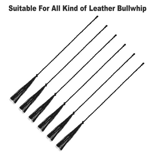 6 Pieces Replacement Black Whip Popper Nylon Hybrid Rope String ...