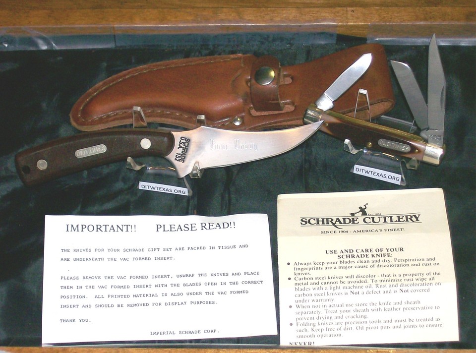 Schrade 152OT Knives Gift Set & 34OT "Bone Daddy Inscription" W ...