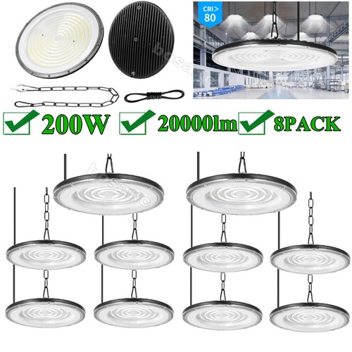 10 Pack 200W UFO Led High Bay Lights Commercial Warehouse Factory Light ...