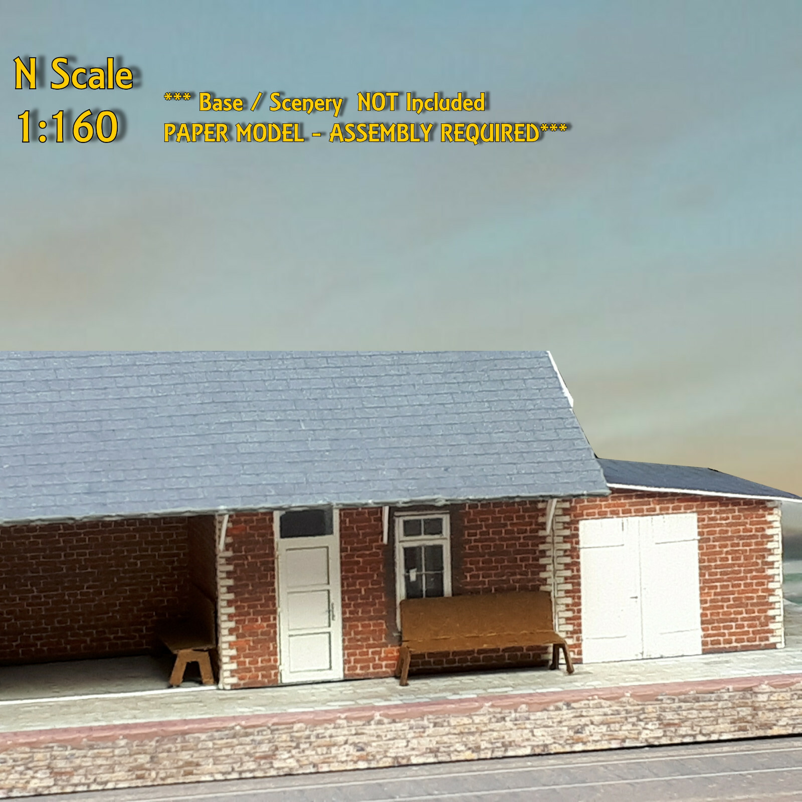 N Scale Building - Passenger Station ( cardstock PRE-CUT Paper Kit) ST2 ...