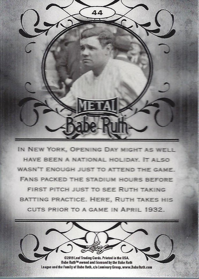 2019 Leaf Metal Babe Ruth Collection Wave #44 Babe Ruth - NM-MT | eBay